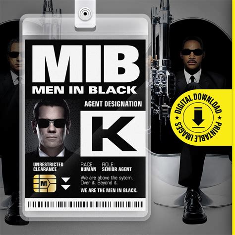 MIB Babe Agent K Men In Black ID Badge Card Halloween Cosplay Costume Name Tag Printable