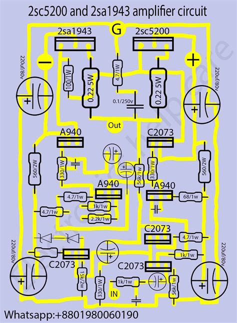 200w Power Amplifier Circuit Using 2sc5200 And 2sa1943