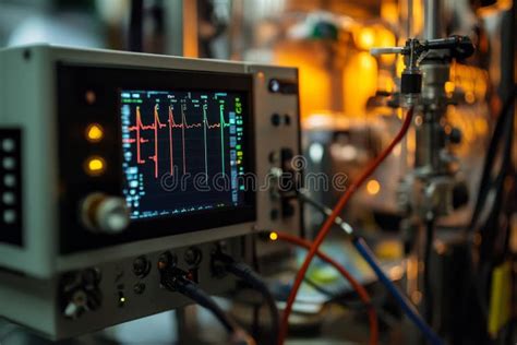 Advanced Technology Monitoring System With Oscilloscope Displaying Data In Industrial Setting