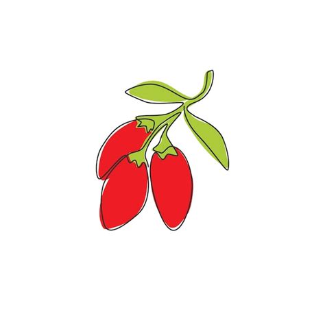 Premium Vector One Continuous Line Drawing Stack Whole Healthy Goji