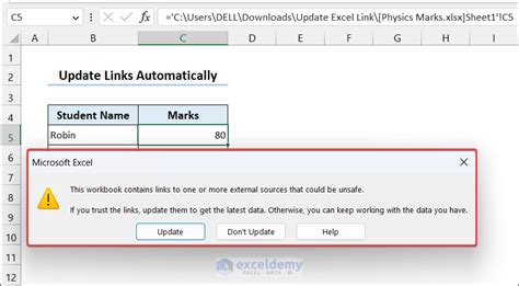 How To Update Excel Links Manuallyautomatically Exceldemy