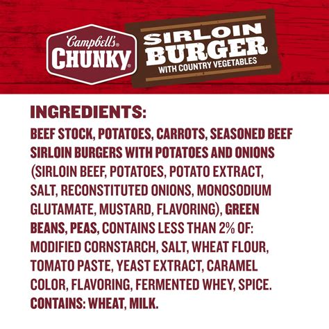 Campbells Chunky Soup Sirloin Burger With Country Vegetables Beef Soup