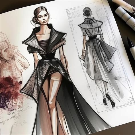 Premium Photo Fashion Design Sketch Created With Generative Ai