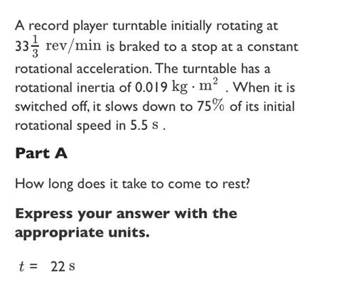 Solved A Record Player Turntable Initially Rotating At 33