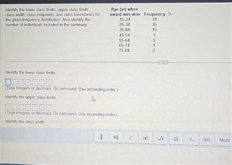 solved identify the lower class limits upper class limits