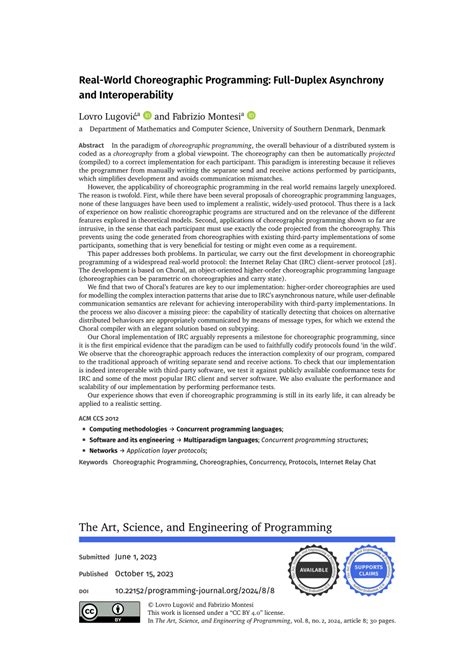 Pdf Real World Choreographic Programming Full Duplex Asynchrony And