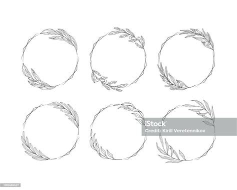 손으로 그린 꽃 가지와 허브 황금 화환 세트 초대 장 에 대한 번성 결혼식 테두리 벡터 절연 골드 우아한 프레임 잎 개체 그룹에 대한 스톡 벡터 아트 및 기타 이미지