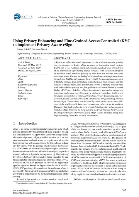 Pdf Using Privacy Enhancing And Fine Grained Access Controlled Ekyc To Implement Privacy Aware