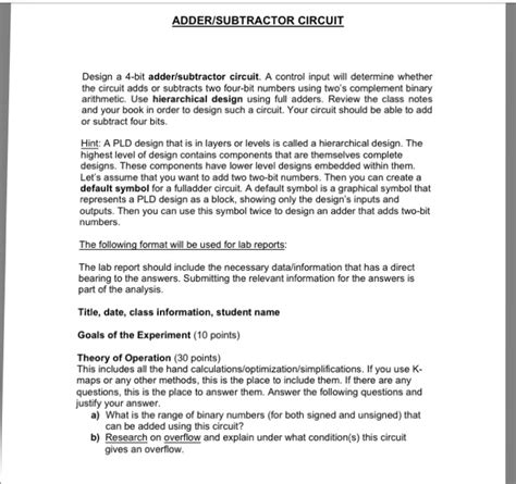 Solved ADDERISUBTRACTOR CIRCUIT Design A Bit Chegg Com