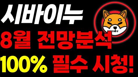 시바이누 코인 전망 지금 굉장히 중요합니다 8월 전망 공개 필수 시청하세요 Youtube