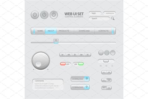 Light Web UI Elements Buttons MasterBundles