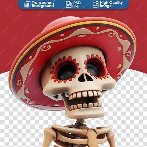 Premium Psd Cute Calavera In Sombrero Simple 3d Render Of Cartoon