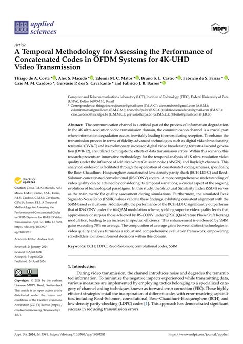 Pdf A Temporal Methodology For Assessing The Performance Of Concatenated Codes In Ofdm Systems