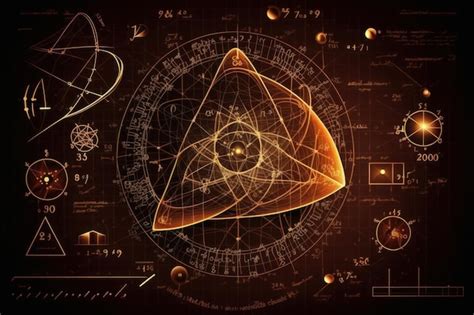 Premium Ai Image Orange Gold Colored Mathematical Formulas And