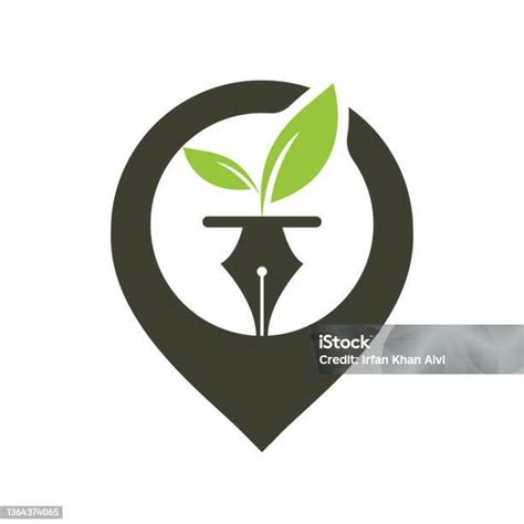 리프 와 펜 로고 디자인 교육 및 작가 커뮤니티 로고 잎과 Nab 아이콘 디자인핀 잎에 대한 스톡 벡터 아트 및 기타 이미지