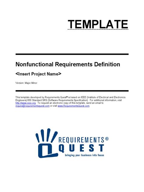 Maxwell Nonfunctional Requirements Definition Template Pdf System Software