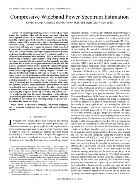 Pdf Compressive Wideband Power Spectrum Estimation