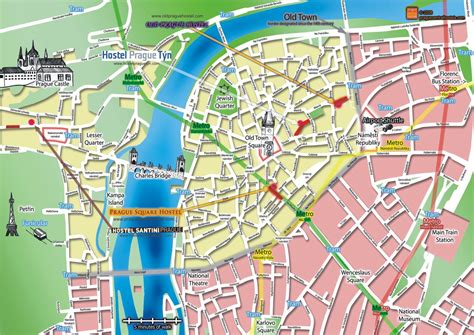 Prague Czechy Map Carte Des Quartiers De Prague Qljodv