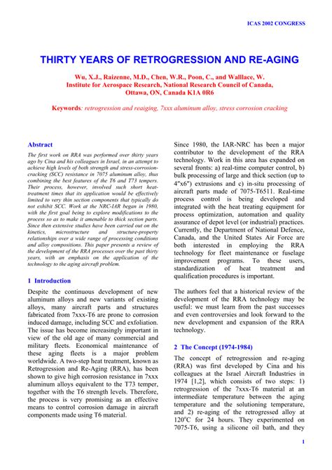 Pdf Thirty Years Of Retrogression And Re Aging Rra