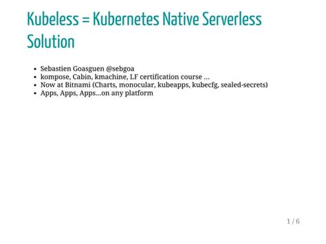 Kubernetes Native Serverless Solution Kubeless Ppt
