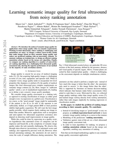 Pdf Learning Semantic Image Quality For Fetal Ultrasound From Noisy Ranking Annotation