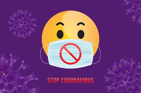 얼굴에 의료 마스크에 노란색 이모티콘 세계의 독감 확산 배경에 독감 바이러스와 암 세포를 떠다니는 플랫 벡터 일러스트 Eps10 감정에 대한 스톡 벡터 아트 및 기타 이미지