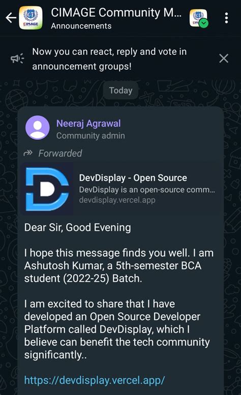 Feeling Elated 😊 Devdisplay Gets Recognized By Cimage Group Of