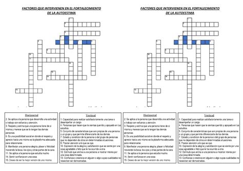 Crucigrama Autoestima Solo Factores Que Intervienen En El