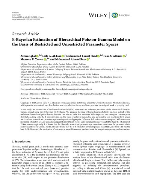 PDF E Bayesian Estimation Of Hierarchical Poisson Gamma Model On The