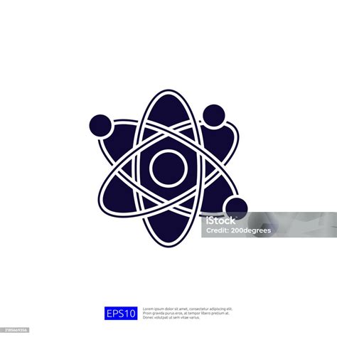 The Image Depicts A Stylized Atomic Symbol Featuring An Atom With