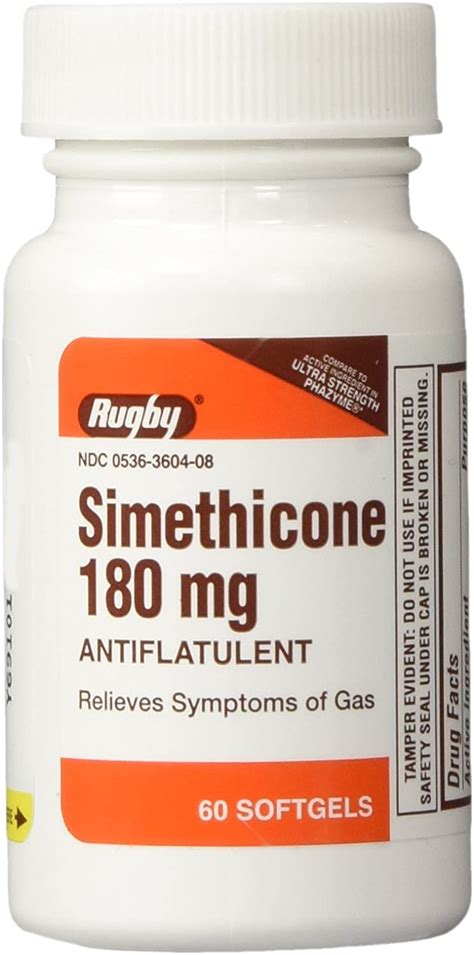 Simethicone 180mg Softgels Anti Gas Generic For Phazyme Ultra Strength 60 Gelcaps Per Bottle
