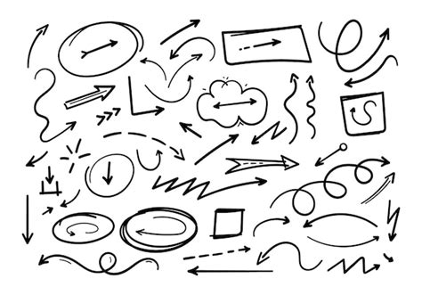premium vector hand drawn arrow arrows direction pointer cursor lines doodle scribble black