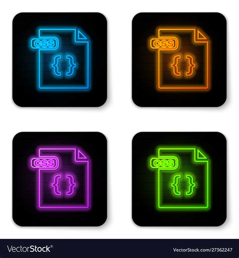 Glowing Neon Css File Document Download Css Vector Image