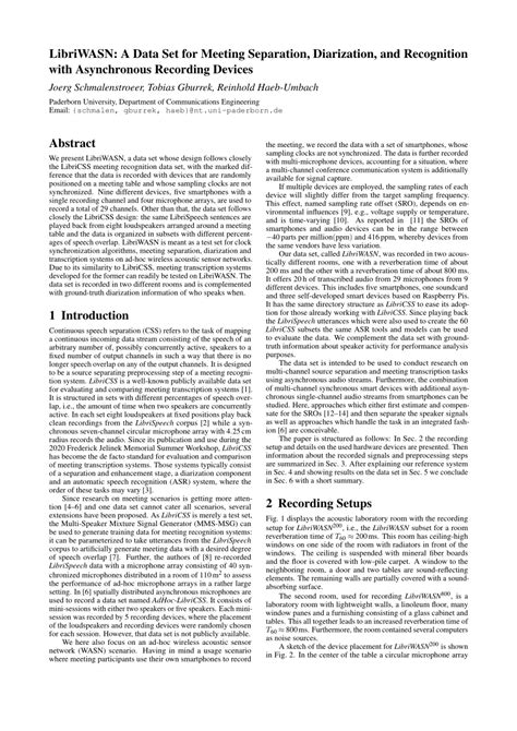 Pdf Libriwasn A Data Set For Meeting Separation Diarization And Recognition With