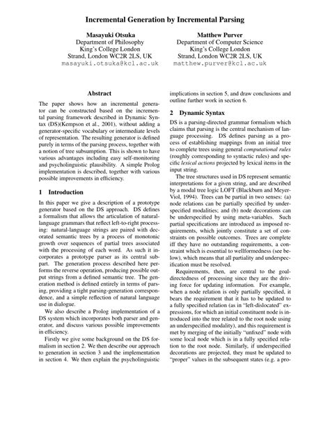 Pdf Incremental Generation By Incremental Parsing