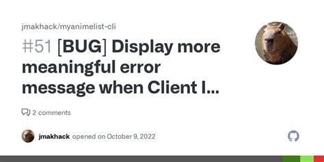 Bug Display More Meaningful Error Message When Client Id Not Provided · Issue 51 · Jmakhack