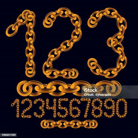 벡터 현대 숫자 컬렉션입니다 유행 숫자를 위한 포스터 디자인 요소로 사용합니다 강철 체인 링크 가입된 링크와 함께 했다 사슬에 대한 스톡 벡터 아트 및 기타 이미지 Istock