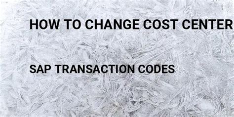 How To Change Cost Center Validity Period Tcode In SAP Transaction Codes List