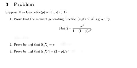 Solved Suppose X Geometric P With P Belongsto 0 1 Chegg Com