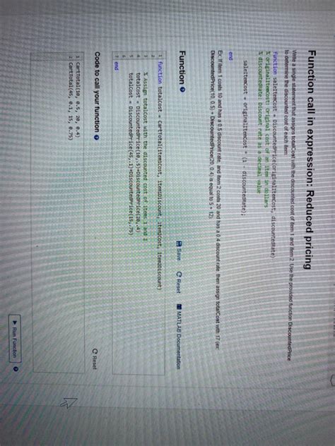Solved Function Call In Expression Reduced Pricing Write A Chegg