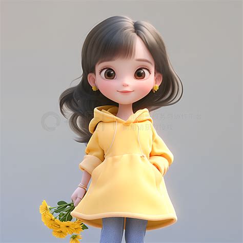 3d数字艺术 3d风格可爱的卡通小女孩 ai平面元素免费下载 png格式 2784像素 编号70167906 千图网