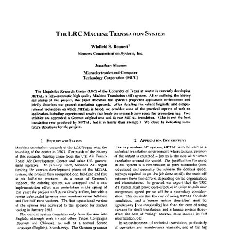 The Lrc Machine Translation System Acl Anthology