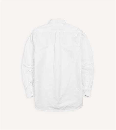 White Oxford Cotton Cloth Button Down Shirt Drakes Us