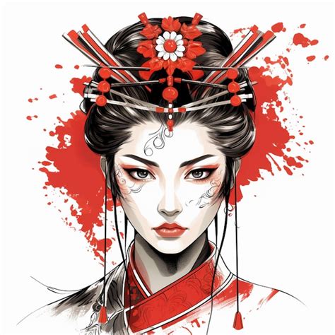 Premium Photo A Woman With A Red And Black Headband And A Red And