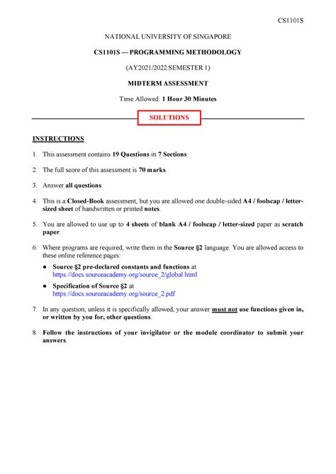 Midterm 21 22sem1 Solution National University Of Singapore Cs1101s — Programming Methodology