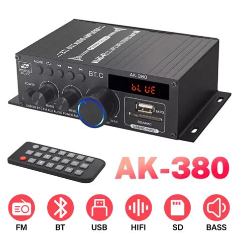 BLUETOOTH MINI HIFI Power Amplifier Channel FM Audio Stereo Home Car W EUR