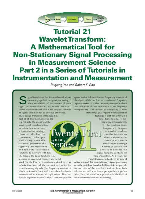 Pdf Tutorial 21 Wavelet Transform A Mathematical Tool For Non Stationary Signal Processing In