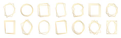 사실적인 3d 황금 기하학적 프레임을 설정합니다 기하학적 폴리에드론 아트 씬 라인 장식 스타일 스톡 벡터 금 금속에 대한 스톡 벡터 아트 및 기타 이미지 Istock