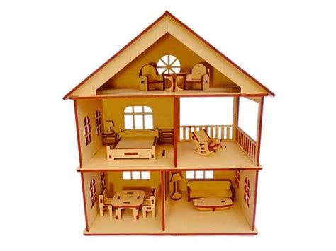 Maison De Poup E En Bois Avec Meubles Pour Enfants Kit De Construction De Ma Eur