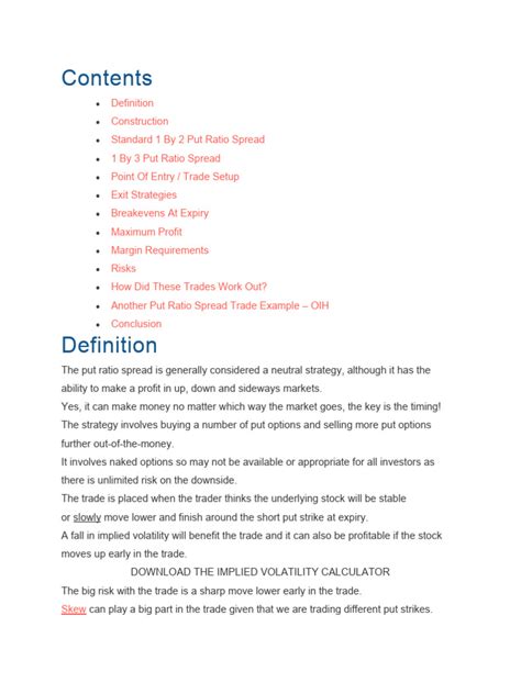 Put Ratio Spreads Pdf Option Finance Greeks Finance